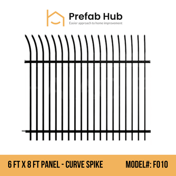 6 ft. Heavy Wrought Iron Fence Galvanized & Powder Coated - 6 ft x 8 f ...